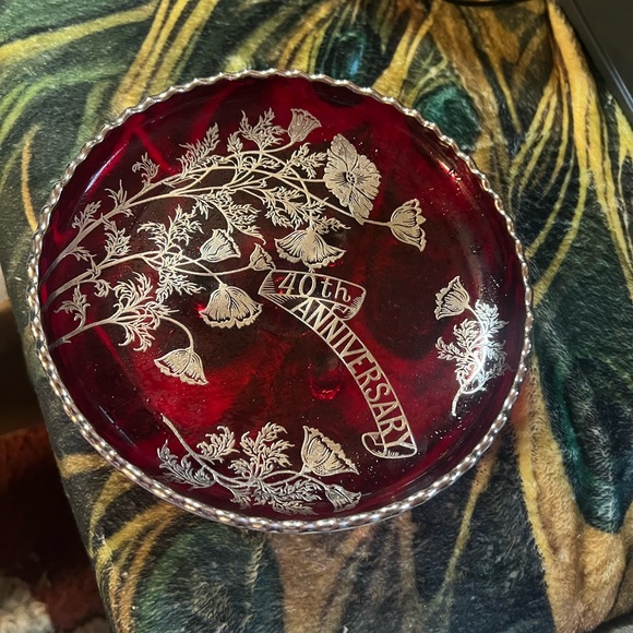 Viking | Dining | Ruby Red Viking Footed Platter With Silver Inlay 4th ...